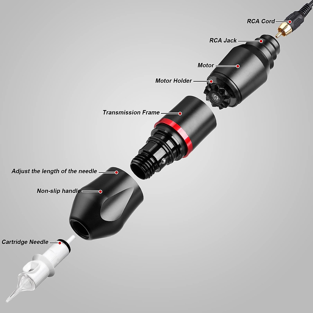 HAWINK Tattoo Kit Rotary Tattoo Machine Pen Kit with Tattoo Power Supply Tattoo Battery 10Pcs Cartridge 7 inks HWP6KITP199-1