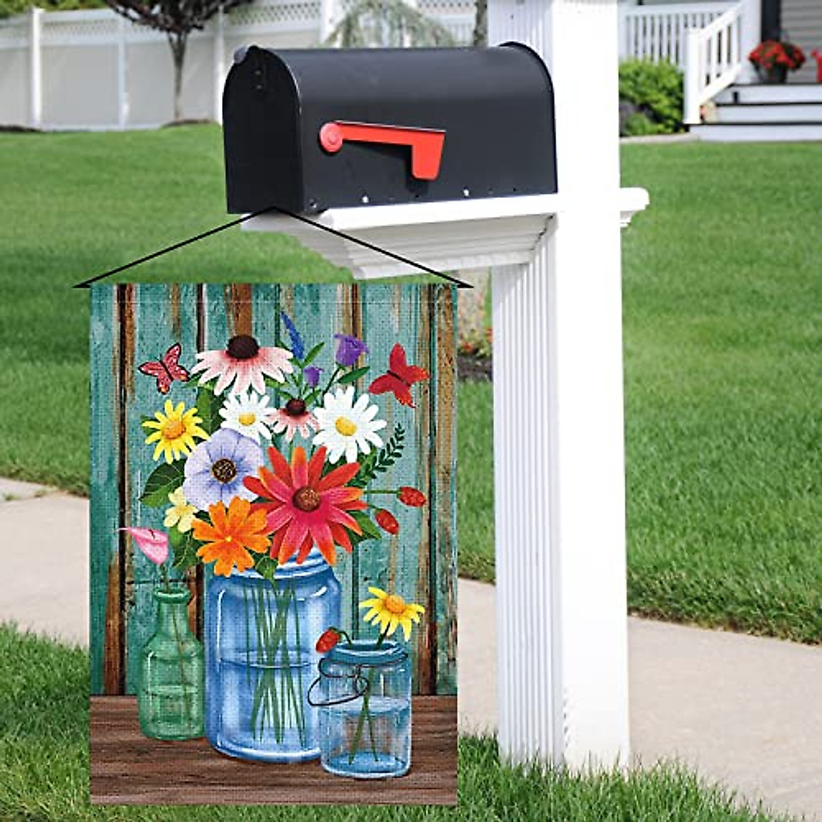 Spring Garden Flag 12 x 18 Inch Burlap Double Sided Vertical Welcome Spring Summer Flags Vase Flower Garden Yard Banners for Outside Seasonal Decoration