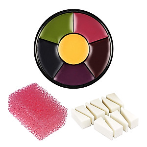 Wismee Professional 6 Color Bruise Wheel for Special Effects Makeup Face Body Paint Oil with Sponges Hunting Camo Face Paint Set for Concealment Camouflage Portable Costume Makeup Kit
