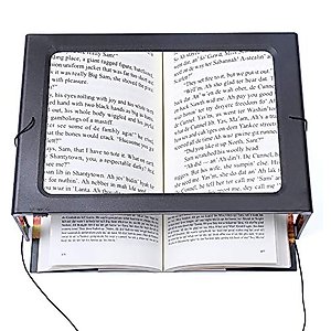Hands-Free Magnifying Glass Large Full-Page Rectangular 3X Magnifier LED Lighted Illuminated Foldable Desktop Portable for Elder