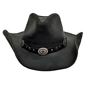 Stetson Men's Roxbury Shapeable Leather Cowboy Western Hat, Black, Small