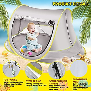 Baby Beach Tent, Waterproof Travel Tent Bed UPF 50+ Foldable Pop-Up Mosquito Net Breathable Parasol Tent Outdoor Portable UV Protection Tents Bed