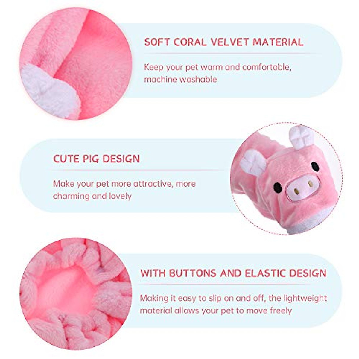 Balacoo Pet Costum, Pink Pig Puppy Clothes Hoodie Warm Coat Funny Pet Dog Cat Clothes for Christmas Cosplay Pimk