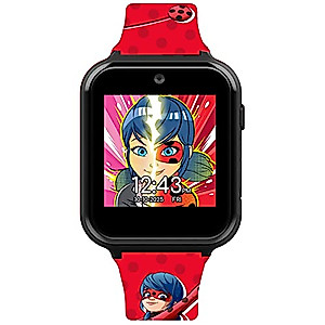 Accutime Miraculous Ladybug Kids Red Educational Learning Touchscreen Smart Watch Toy for Girls, Boys, Toddlers - Selfie Cam, Learning Games, Alarm, Calculator, Pedometer & More (Model: MRC4010AZ)