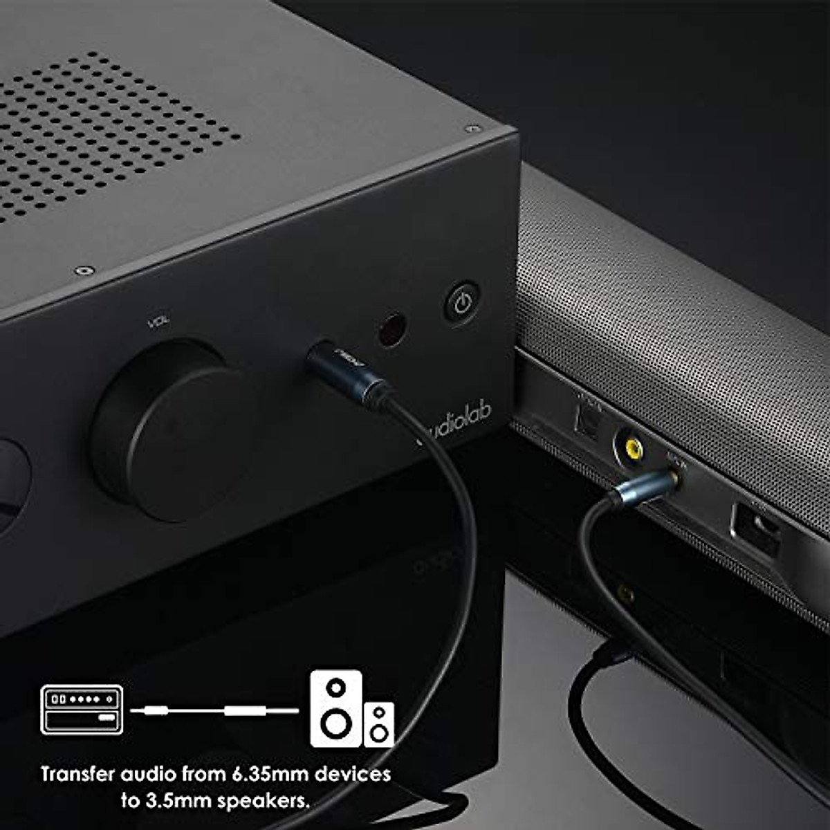 MillSO 6.35mm Male 1/4 to 3.5mm Male 1/8 TRS Stereo Audio Cable (8 ft), Headphone Adapter 1/8 to 1/4 Adapter for Guitar, Piano, Amplifiers, Home Theater Devices, or Mixing Console - 8 Feet