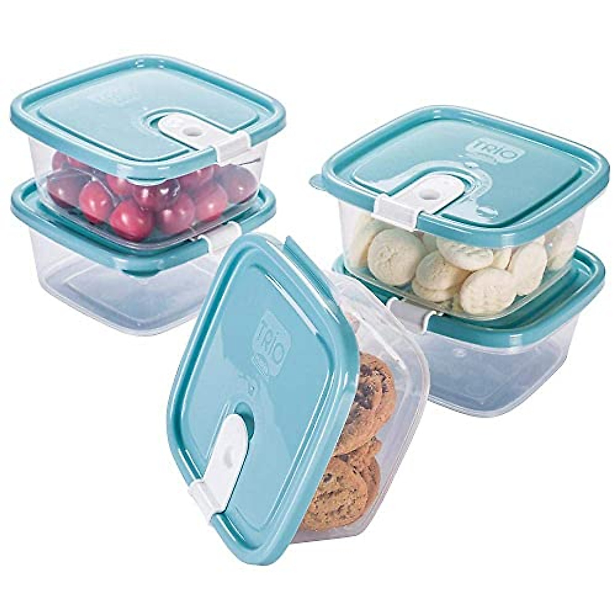 Plastic Food Storage Containers w/attached Lids. Multi sizes Containers. Microwave/Freezer & Dishwasher Safe - Steam Release Valve. BPA/Free (24, Light Blue)