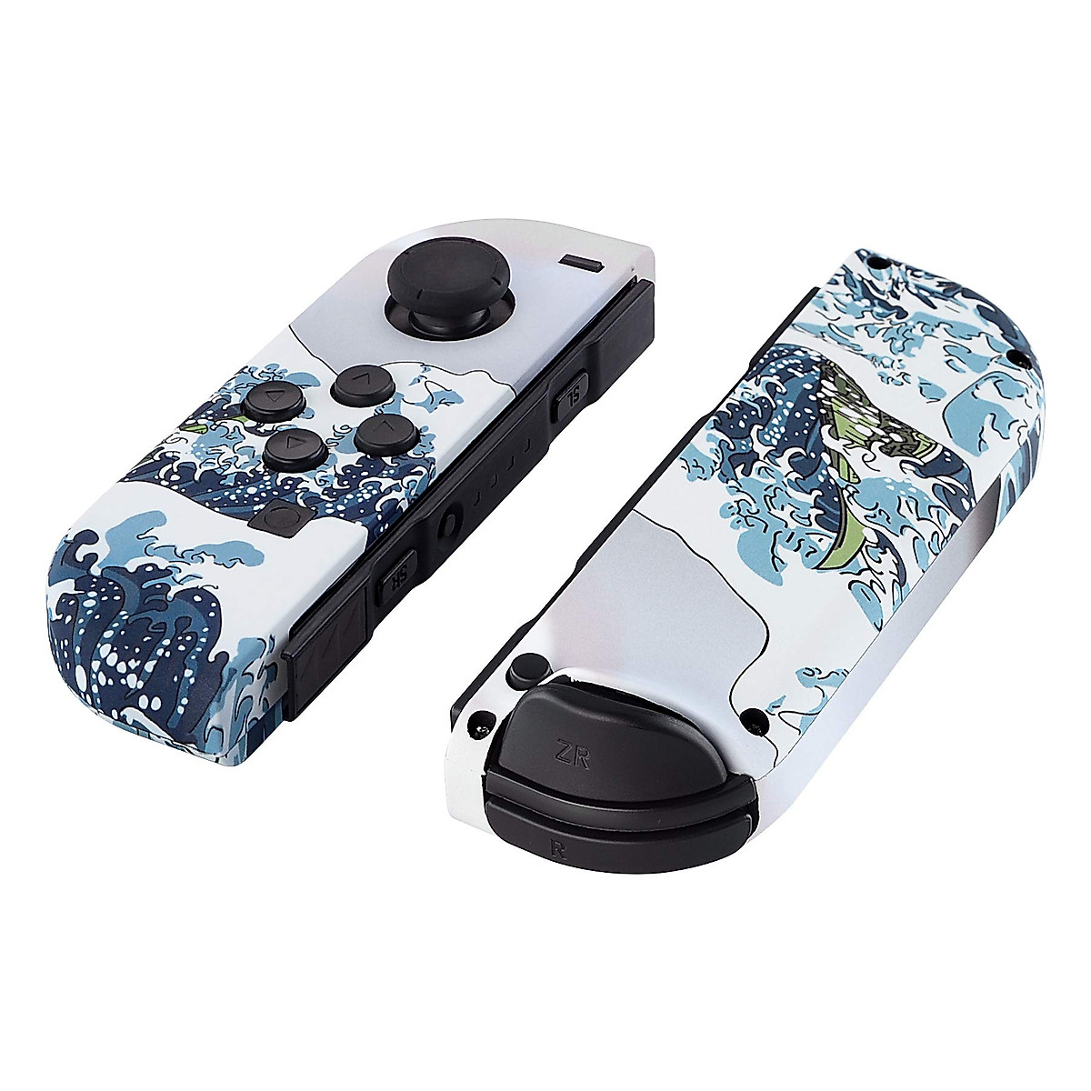 eXtremeRate DIY Replacement Shell Buttons for Nintendo Switch & Switch OLED, The Great Wave Soft Touch Custom Housing with Full Set Button for Joycon Handheld Controller - Console Shell NOT Included
