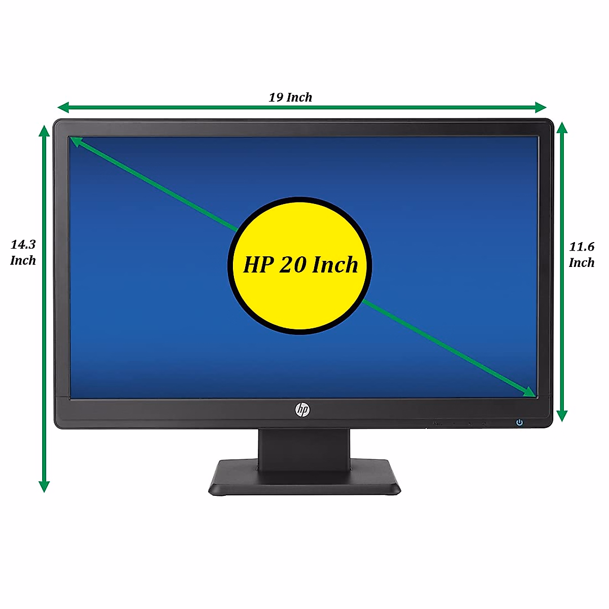 HP P201 LED-Backlit 20 Inch Monitor, Resolution (1600x900), VGA Port and DVI, 16.7 Million Colors, 170 Degree Viewing Angle, 5ms Respond Time, Black (Renewed)