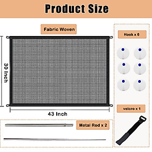 Magic Pet Gate Gates for The House, Portable Extra Wide Gate for Doorways, Stairs, No Drill Durable Mesh Puppy Dog Gate Safety Fence Guard, 43" W X 30" H, 6 Hooks