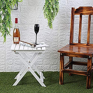 B&Z KD-40W Folding Wood Side Table Adirondack Portable Square 15.4" D x 15.4" W x 18.3" H Outdoor (White)