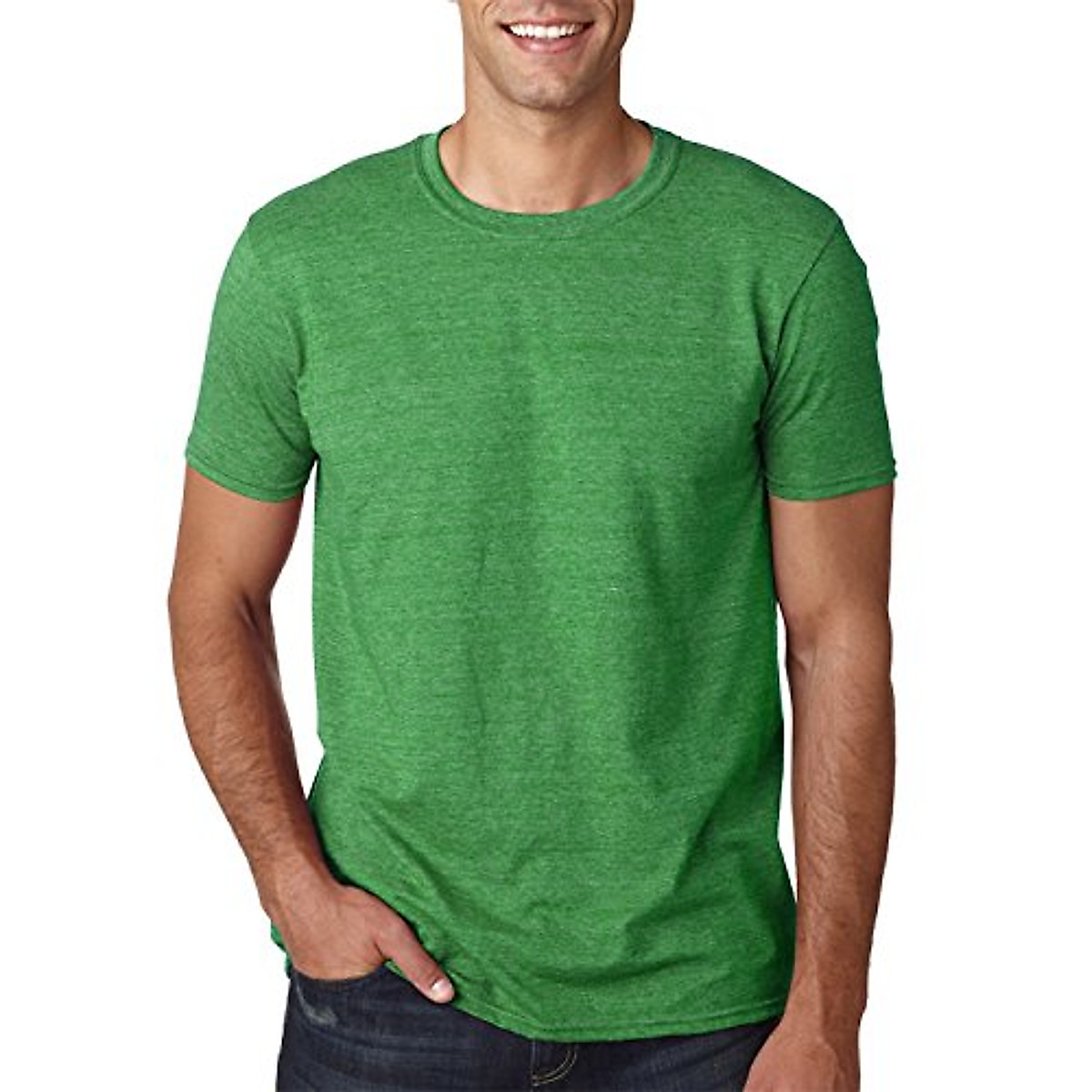 Gildan Adult Softstyle Cotton T-Shirt, Style G64000, Multipack, Heather Irish Green (2-Pack), Medium