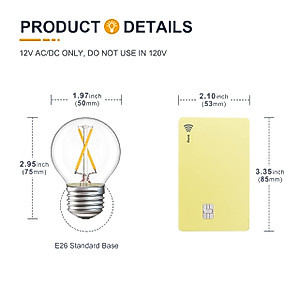 TOKCON 12 Volt Low Voltage LED Light Bulbs - Soft Warm 2700K 2W (Only for 12V DC/AC)- 25W Equivalent E26 Edison Base Small Globe Bulb for RV, Landscape Lights - 3 Pack