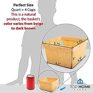 One Quart Wooden Gift Baskets (50 Pack); for Picking Fruit or Arts, Crafts and Decor; 5.75” Square Vented Wood Boxes