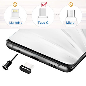 VIWIEU USB C Anti Dust Plugs Protector, Waterproof C Port Cover Cap Phone Charm 4 PCS Compatible with iPhone 15 Plus Pro Max Samsung Galaxy S24/S23/S22/S21/S20 Ultra Earbuds Wireless Charging (Black)