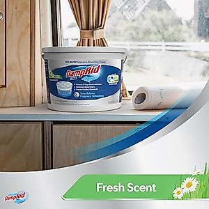 DampRid Hi-Capacity Moisture Absorber Bucket, Fresh Scent, 2 lb. 15.5 oz. & Moisture Detection Strip (2 Pack), Attracts & Traps Excess Moisture