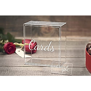 AOZZO Wedding Card Box, Acrylic Clear Post Money Gift Box Holder with Thank you Card Sign, Transparent Memory Box for Anniversary Wishing Well Birthdays Party Reception Graduation Decorations