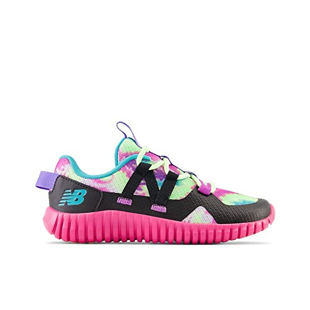 New Balance Girls PLAYGRUV V2 Bungee Sneaker, Hi-Pink/Black/Cosmic Rose, 2 Wide Little Kid