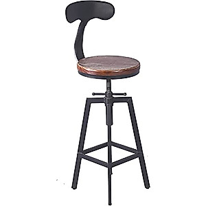 Diwhy 5 Piece Bar Table and Barstool Set Industrial Rectangular Pipe Dining Pub Bar Table and Kitchen Counter Height Adjustable Stool with Iron Backrest Black(1 Table + 4 Chairs)