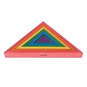 TickiT - 73418 Wooden Rainbow Architect Triangles - Nesting Puzzle - Stacking Blocks for Ages 12M+