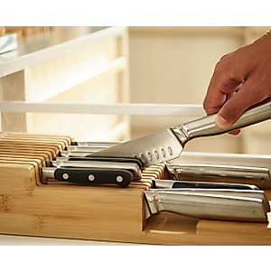 Joseph Joseph DrawerStore Knife Organizer, holds up to 12+ knives, Kitchen Organization & Drawer Storage, Bamboo