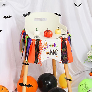 Halloween 1st Birthday High Chair Banner Girl Boy - Spooky One Banner Orange Purple Green Black Halloween Theme First Birthday Party Decorations, Pumpkin Spider Ghost Garland for Baby 1st Birthday
