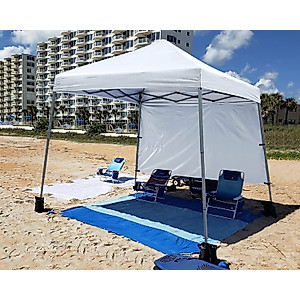 ABCCANOPY Outdoor Pop Up Canopy10x10 Beach Camping Canopy with 1 Sun Wall, Bonus Backpack Bag, Stakes and Ropes, White