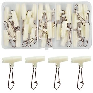 Fishing Line Sinker Slide High-Strength Braid Line Sinker Slider with Duo-lock Snap Sinker Weight Connectors Fishing Tackle Box Kit (30pcs)
