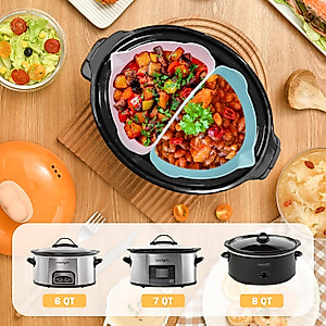 Silicone Crock Pot Liner-Crockpot Divider Insert Fit 6-8 Quarts, Reusable Slow Cooker Silicone Liner, Foldable&Dishwasher Safe (Blue+Pink)