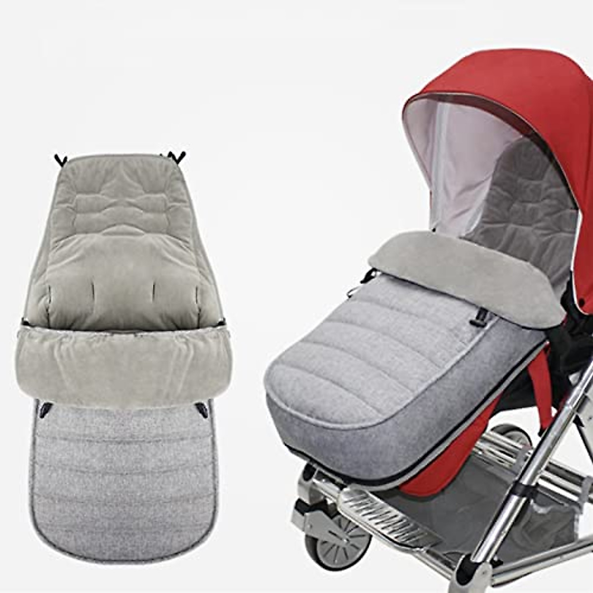 LEMESO Bunting Bag for Baby, Universal Bunting Bag, Removable Stroller Sleeping Bag Cold Weather,Soft Fleece Lined Footmuff, Fits Most Stroller Pram, Perfect for Baby, Toddler,Grey Color