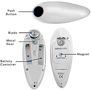 Portable One Touch Automatic Electric Can Tin+ Free Bottle Jar Grip Mate Opener Battery Operated Hands-Free for Seniors with Arthritis Eliminate Hand Pain HelpPrevent Injuries Strain
