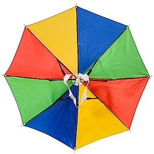 Funny Party Hats Umbrella Hat - Fishing Umbrella Hat for Kids and Adults - Elastic, Rainbow Colors