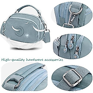 OPXTO-BoBo Lightweight Small Solid Color Crossbody shoulder bag, Nylon Multi-Pocket Cell Phone Purses Wallet for Women. (Classic black)