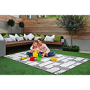 Healthy Choices Outdoor Area Rug - 4 x 6 ft - Waterproof, Fade Resistant, Reversible, Premium Recycled Plastic, Lightweight Floor Mat for RV, Patio, Deck, Picnic, Beach, Trailer, Camping - Silver