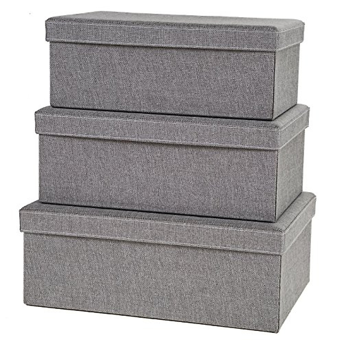Stylish Decorative Storage Boxes Set of 3 - Grey