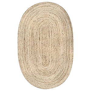 nuLOOM Rigo Hand Woven Farmhouse Jute Area Rug, 4' x 6' Oval, Natural