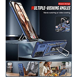 LeYi for S20 Plus Phone Case: Samsung Galaxy S20 Plus Case with Slide Camera Cover, 360 Full Body Military-Grade Phone Case with Kickstand for Samsung S20 Plus, Navy Blue