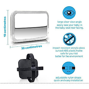 Shynerk Baby Car Mirror, Car Seat Mirror Safety 360° Rotation Wide Clear View, Shatterproof & Crash Tested, ‎SH-M-02, White