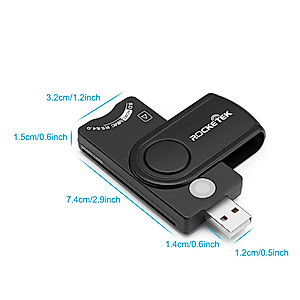 USB CAC Smart Card Reader, CAC/DOD Military, SDHC/SDXC/SD & Micro SD Card Reader for SIM and MMC RS & 4.0, Compatible with Windows, Linux/Unix, MacOS X