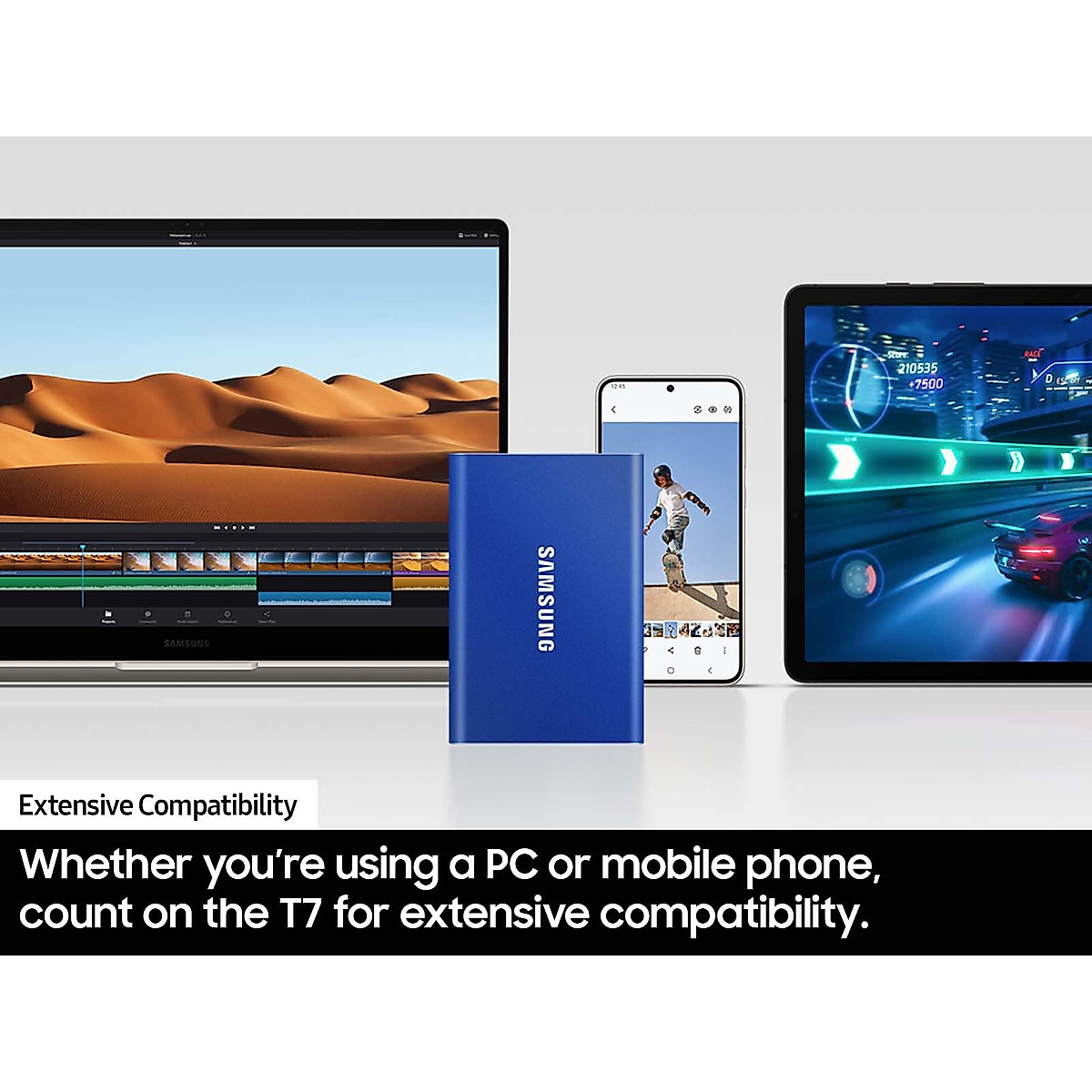 SAMSUNG T7 Portable SSD, 2TB External Solid State Drive, Speeds Up to 1,050MB/s, USB 3.2 Gen 2, Reliable Storage for Gaming, Students, Professionals, MU-PC2T0T/AM, Gray