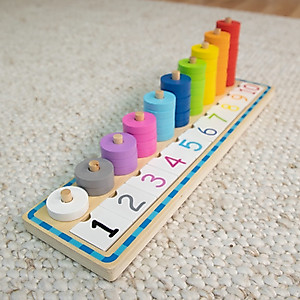 Fat Brain Toys Count and Sort Stacking Tower - Wooden Number-Learning Set, Ages 2+
