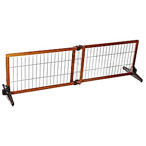 Carlson 70-Inch Wide Adjustable Freestanding Pet Gate, Premium Wood,Brown