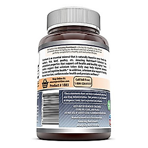Amazing Formulas Selenium * 50mcg Natural Selenium Yeast * 180 Tablets (Non-GMO) Per Bottle  * Promotes Cell Health, Immune Function, Cardiovascular Health and Healthy Thyroid Function and