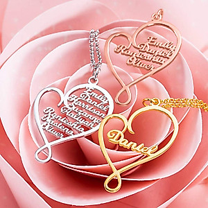 AILIN Hug Heart Name Necklace 925 Sterling Silver/Stainless Steel Custom 1-8 Name Pendant Mothers Days Jewelry Anniversary Birthday Gifts For Mom Grandma Wife