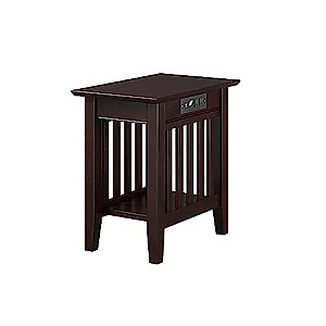 AFI Mission Chair Side Table with Charging Station in Espresso