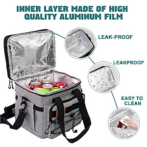 Lunch Bag for Women/Men,2-Tier Reusable Insulated Lunch Box with Adjustable Shoulder Strap, Leakproof Tote Bag Organizer for AdultsTactical Simple Modern Cooler Lunch Box for Work Picnic,Gray