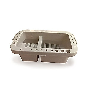 Portable Paint Brush Caddy and Holder with Storage Lid and Water Troughs 10.5 inches Gray Plastic