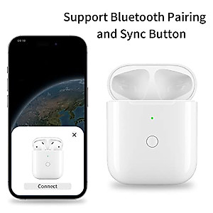 Wireless Charging Case Compatible with AirPods 1 2，Air pods Charger Case Replacement with Bluetooth Pairing Sync Button，no Aipods
