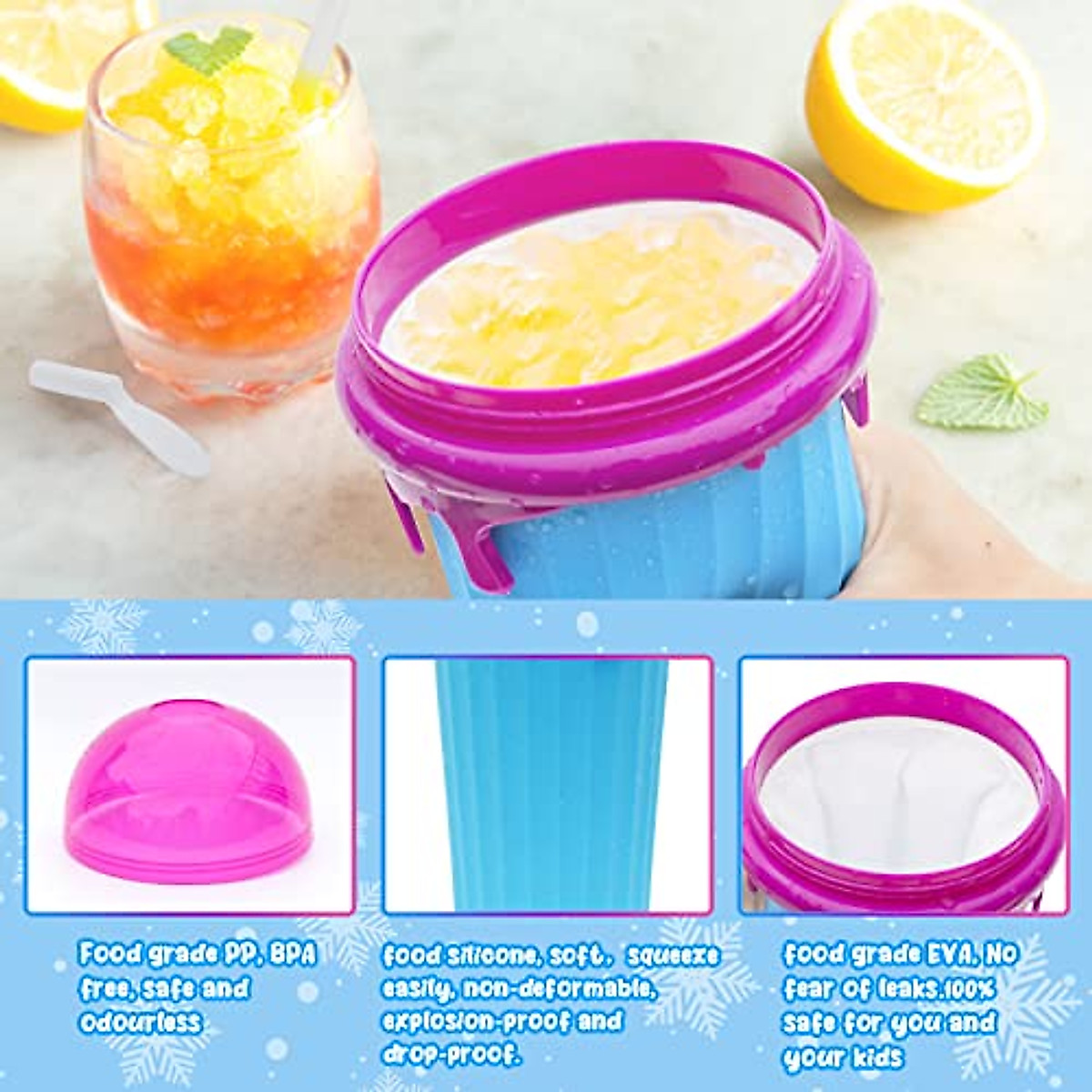 Ludou Slushy Maker Cup 500ml - Slush Cup Frozen Magic Smoothies Maker for Home Ice Cream Milk Shake with Straw Spoon