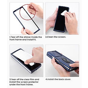 Upgraded for Galaxy Z Fold 5 Case, Samsung Fold 5 Case with Screen Protector, Kickstand Ring Holder, Slide Camera Cover and Hinge Protection - Shockproof for Z Fold 5 5G Phone - Black