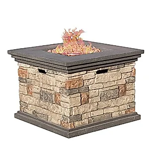 Christopher Knight Home | Crawford | Outdoor Square Propane Fire Pit with Stone